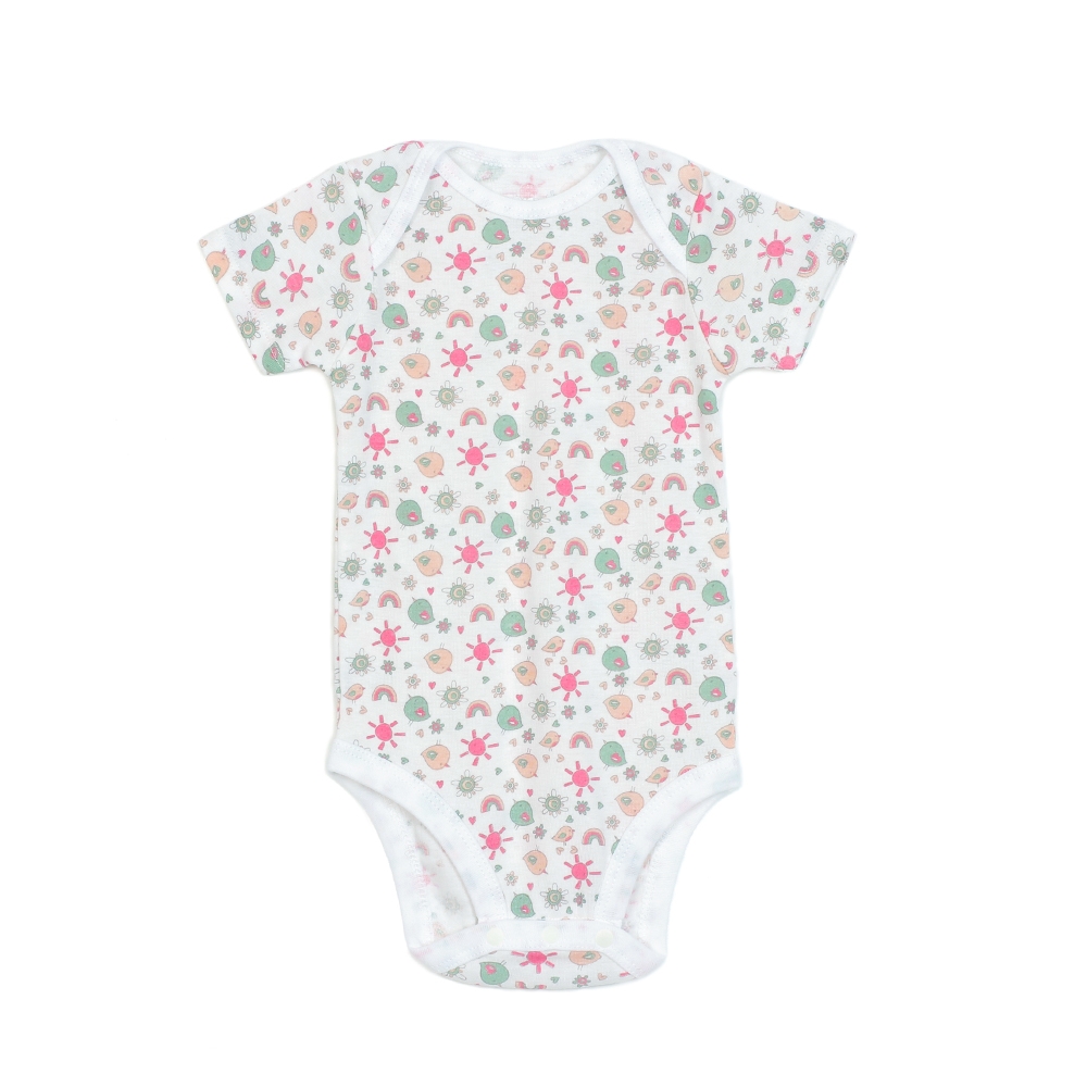 Body tam giác tay ngắn in chim+hoa Carrot