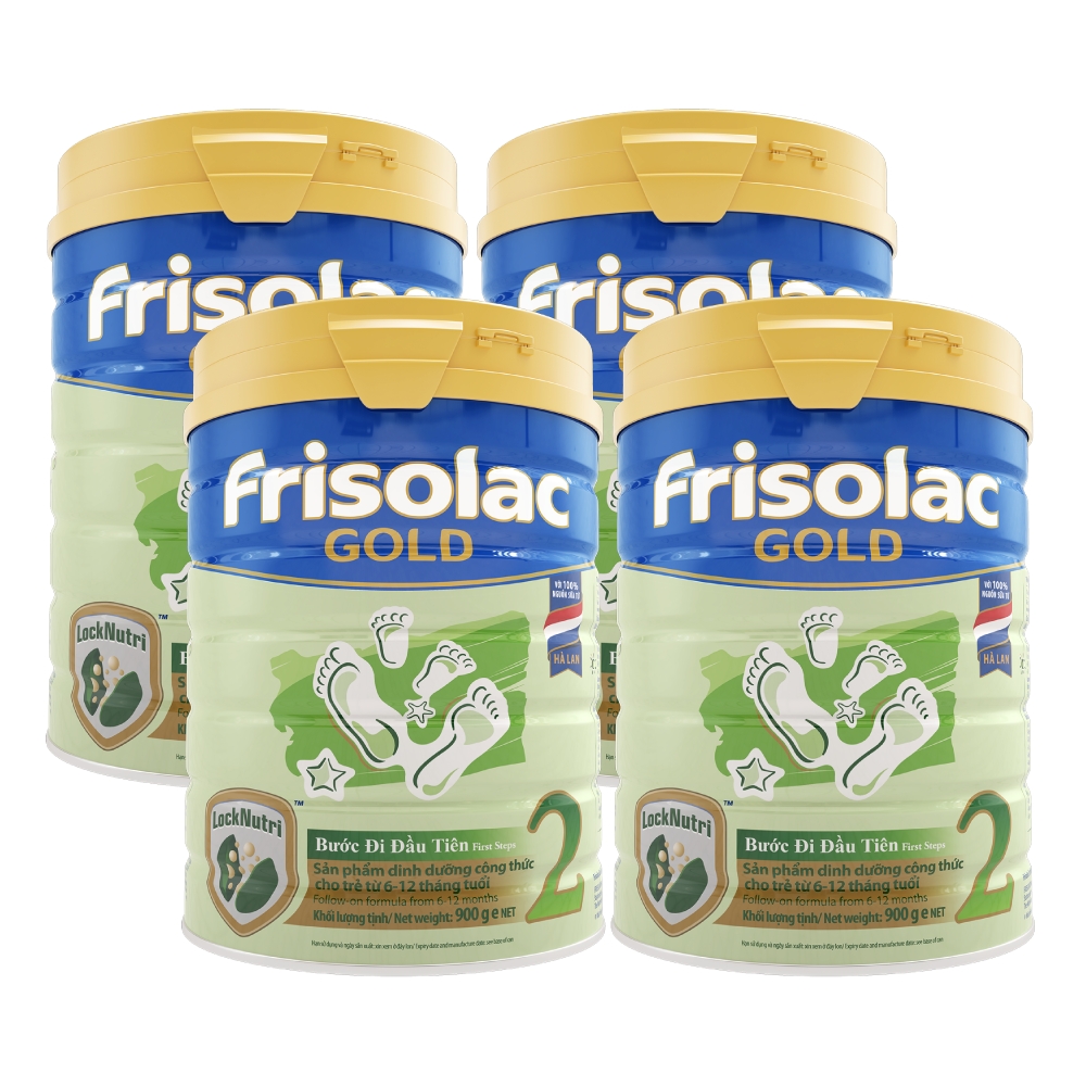 Combo 4 lon Sữa Frisolac Gold số 2 900g (6-12 tháng) giá tốt