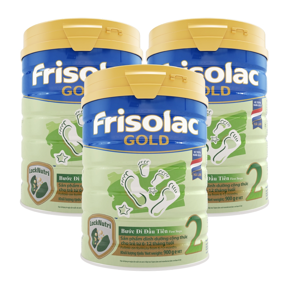 Combo 3 lon Sữa Frisolac Gold số 2 900g (6-12 tháng) giá tốt