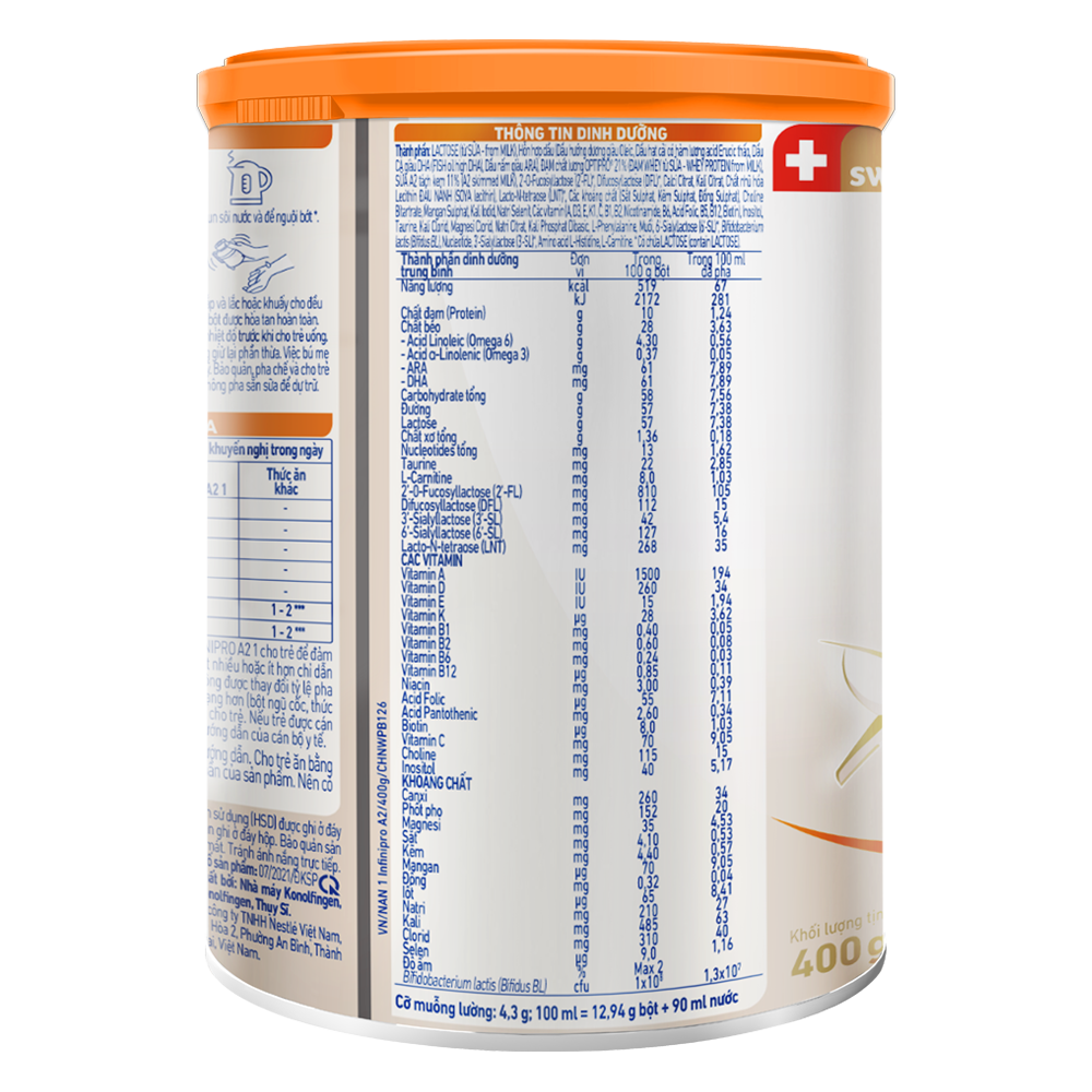 Sữa NAN INFINIPRO A2 số 1 400g (0-12 tháng tuổi) giá tốt