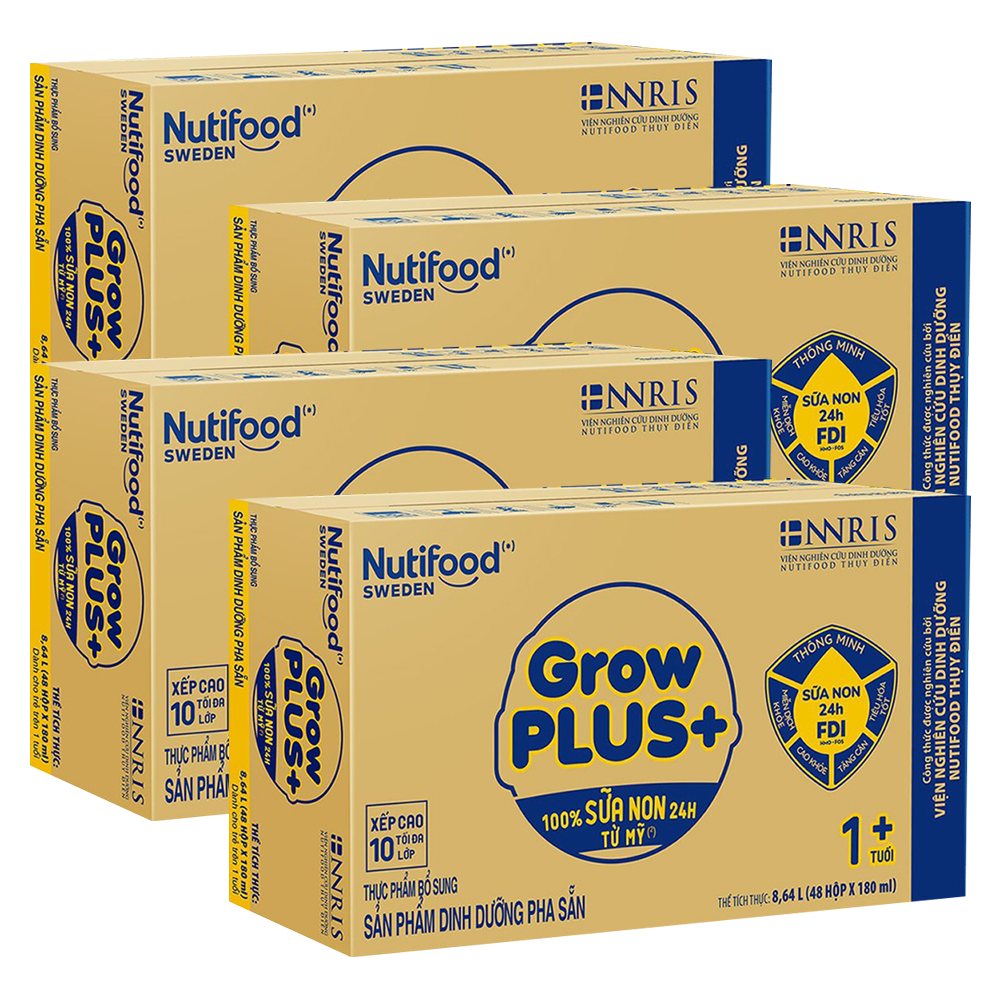 Sữa GrowPLUS+ Sữa non Vàng hộp 180ml (lốc 4 hộp) giá tốt
