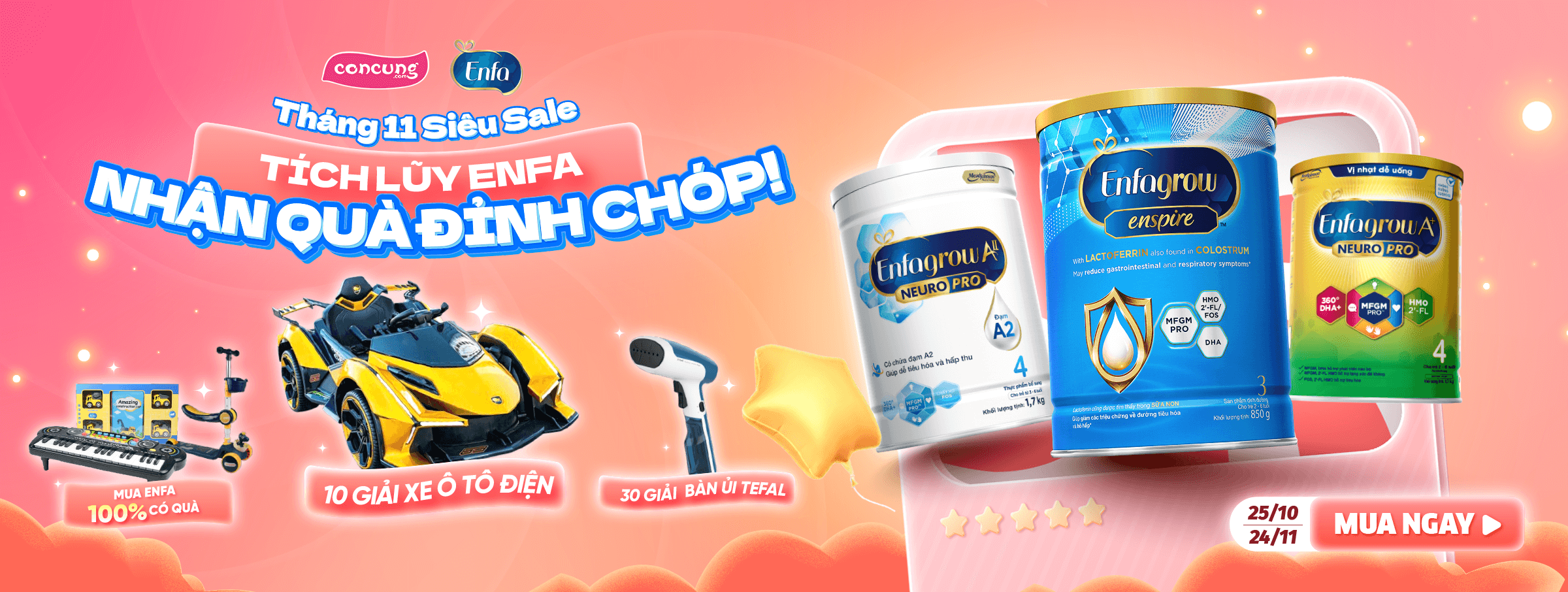 Cập nhật bảng giá giảm và khuyến mãi toàn bộ sữa Enfa mới nhất